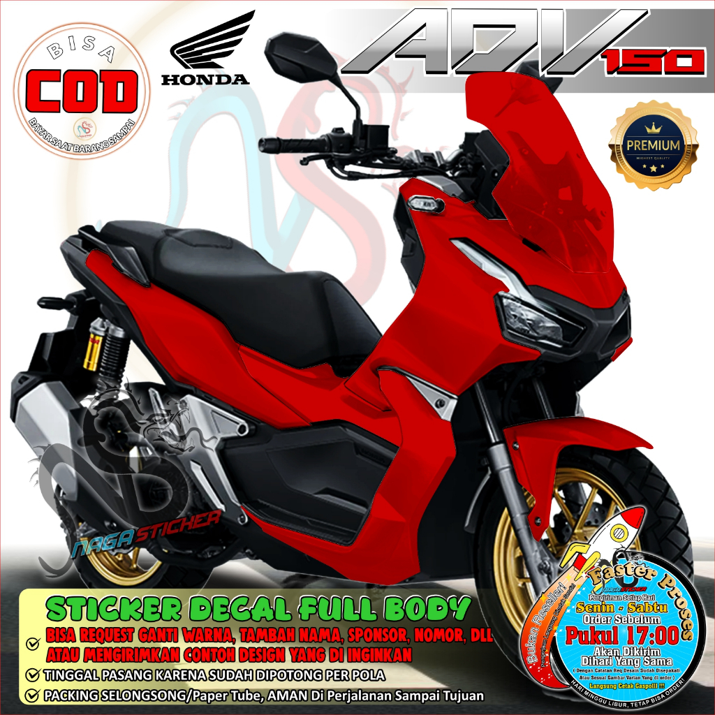 Jual Bisa COD Decal Sticker Full Body Honda ADV 150 Motif Polos Simple ...