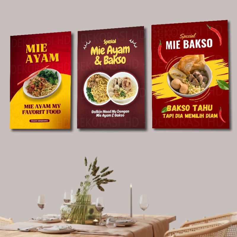 Jual Poster Kayu Menu Mie Bakso Mie Ayam Hiasan Dinding | Shopee Indonesia
