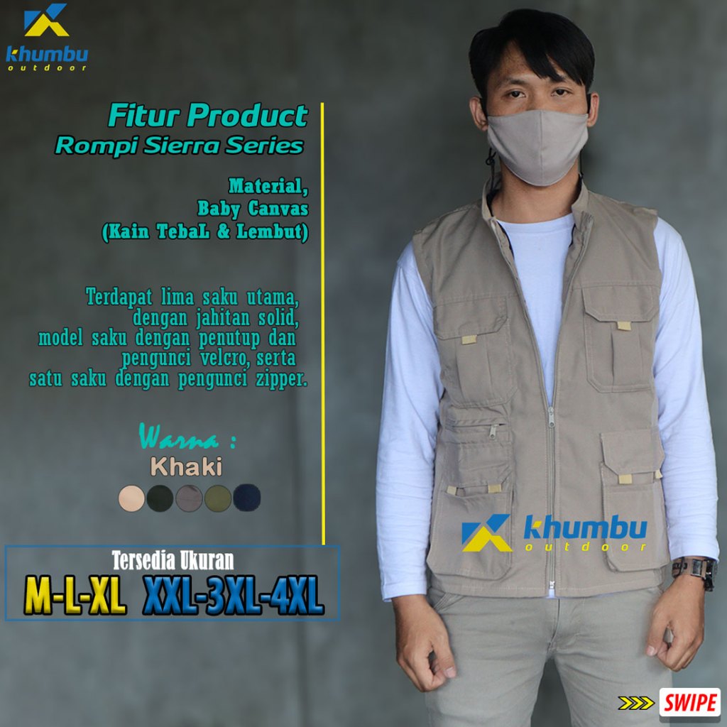 Jual Khumbu Rompi Premium Sierra Series Bahan Baby Canvas Warna Khaki ...