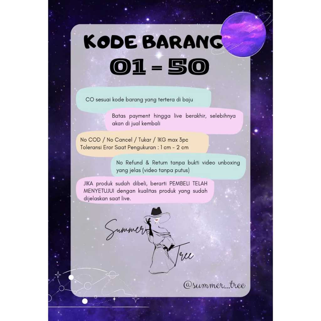 Jual KODE BARANG 01 - 50 (50K + ADM) | Shopee Indonesia