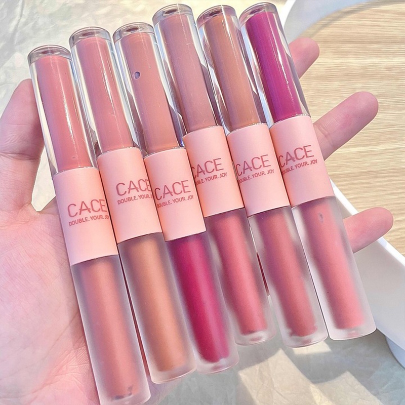 Jual 【EY】Cace 2in1 Lipstik Lip Cream Lip Gloss Dua Sisi Matte Lipstik ...
