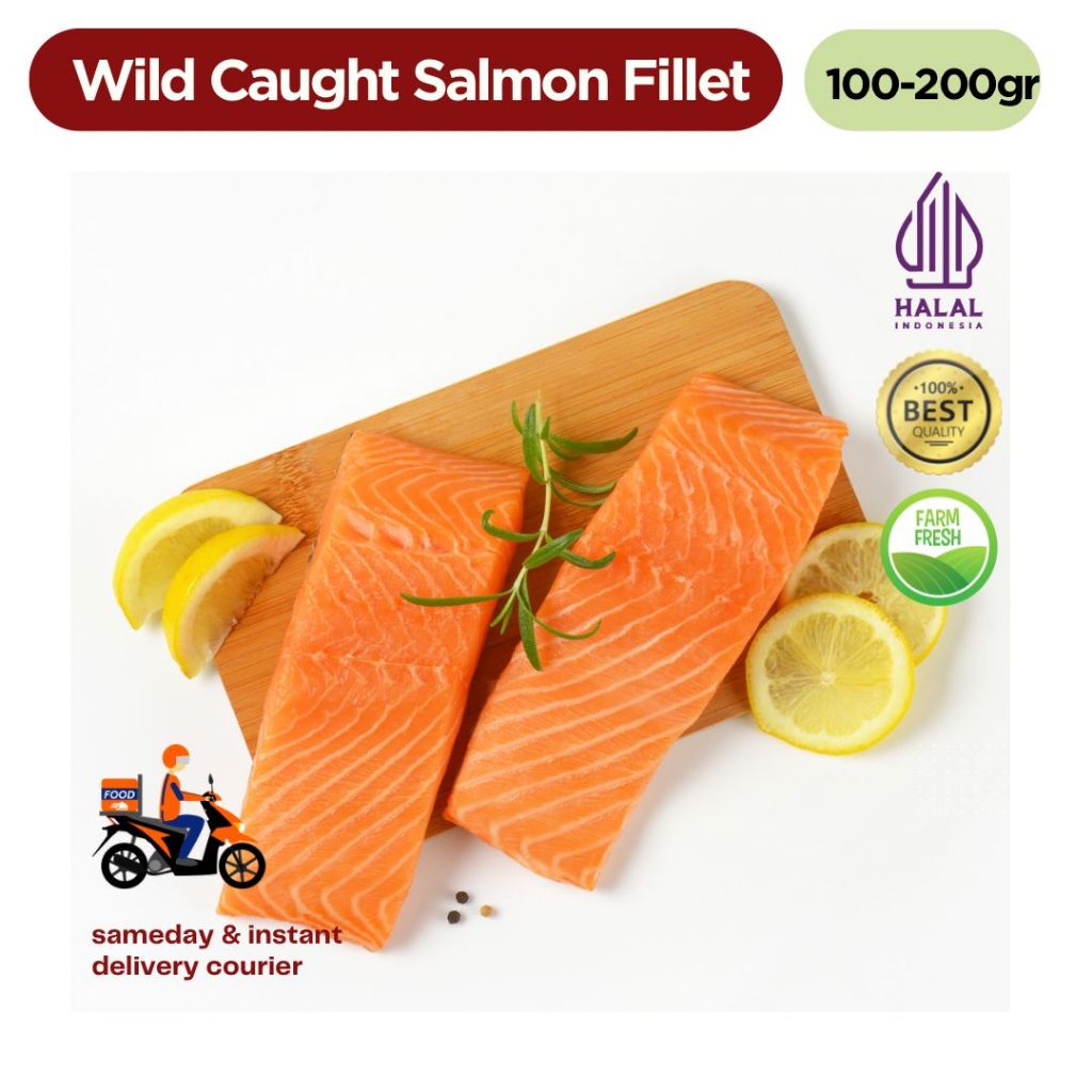 Jual Salmon Fillet Wild Caught Alaska / Wild catch 100-200 gr HALAL ...