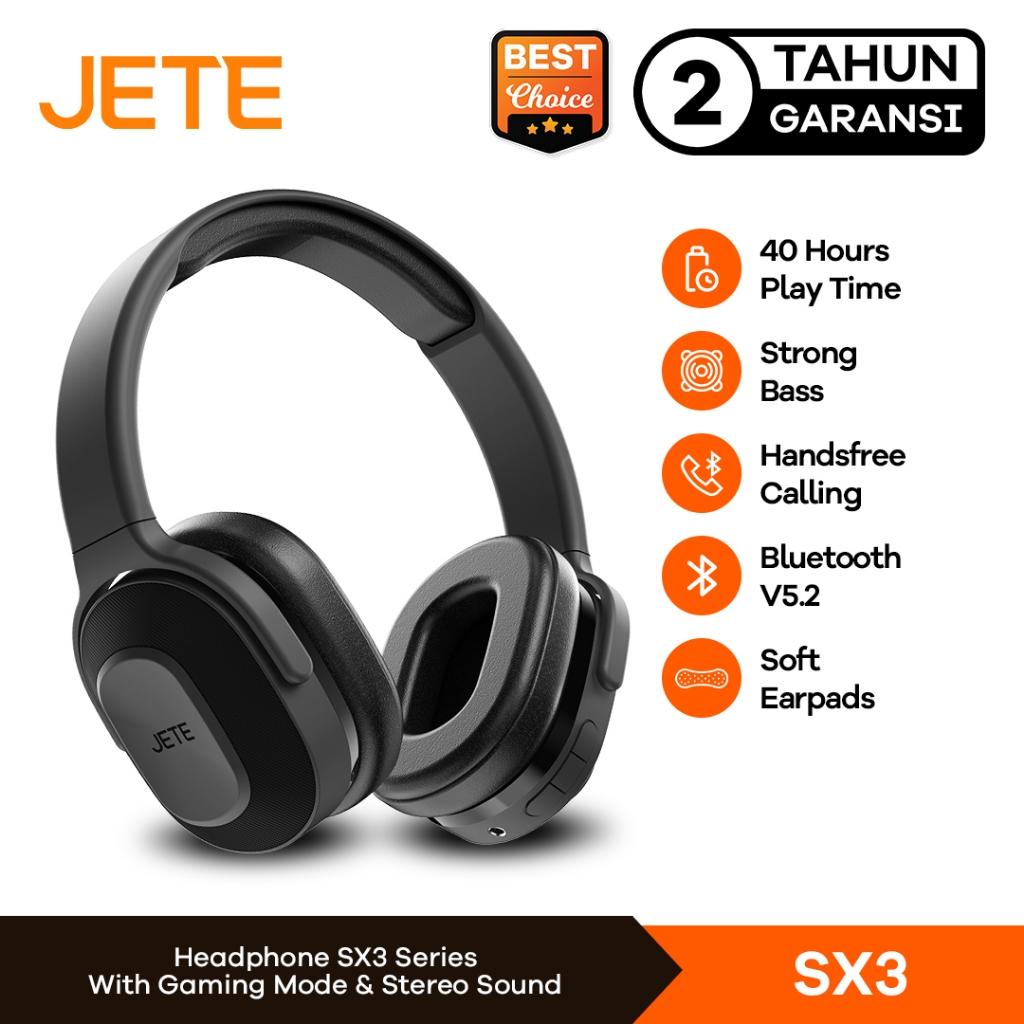 Jual JETE SX3 Headset Bluetooth Super Bass BT V5.2 - Garansi Resmi 2 ...