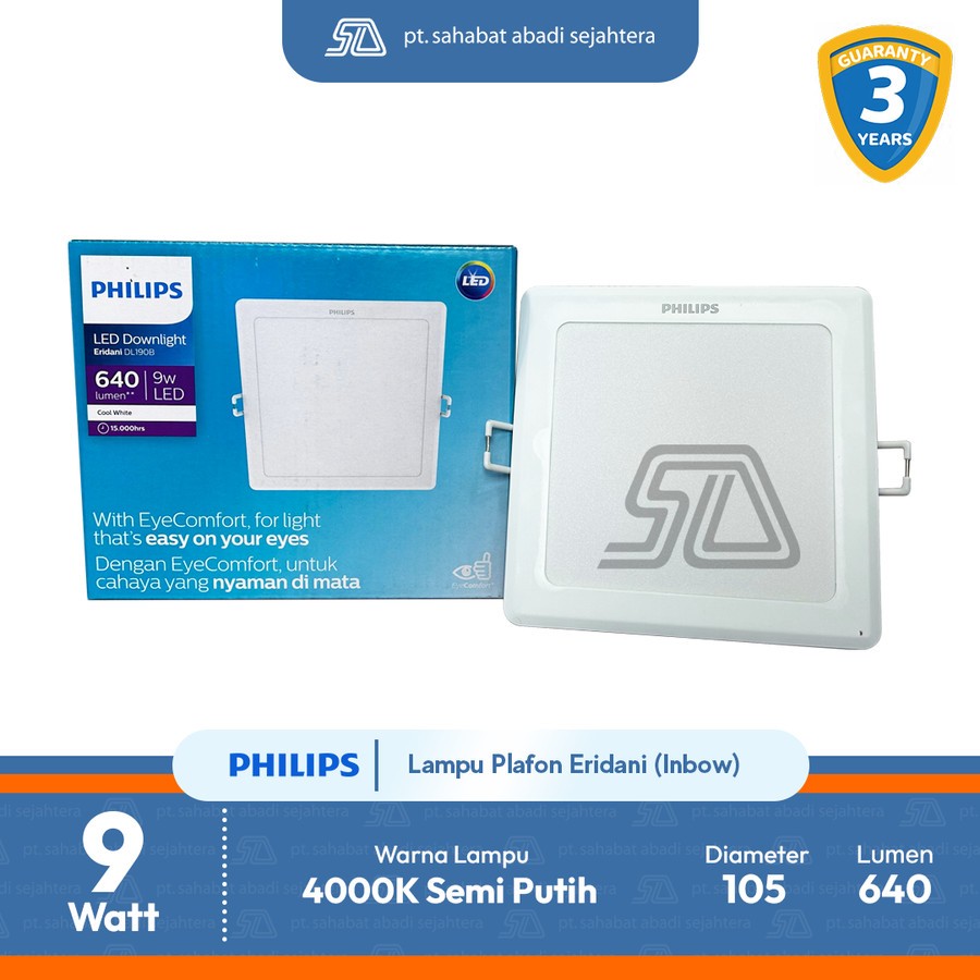 Jual Philips Lampu LED downlight Plafon Inbow Kotak Eridani 9W 4 inch 4000K Semi putih | Shopee ...