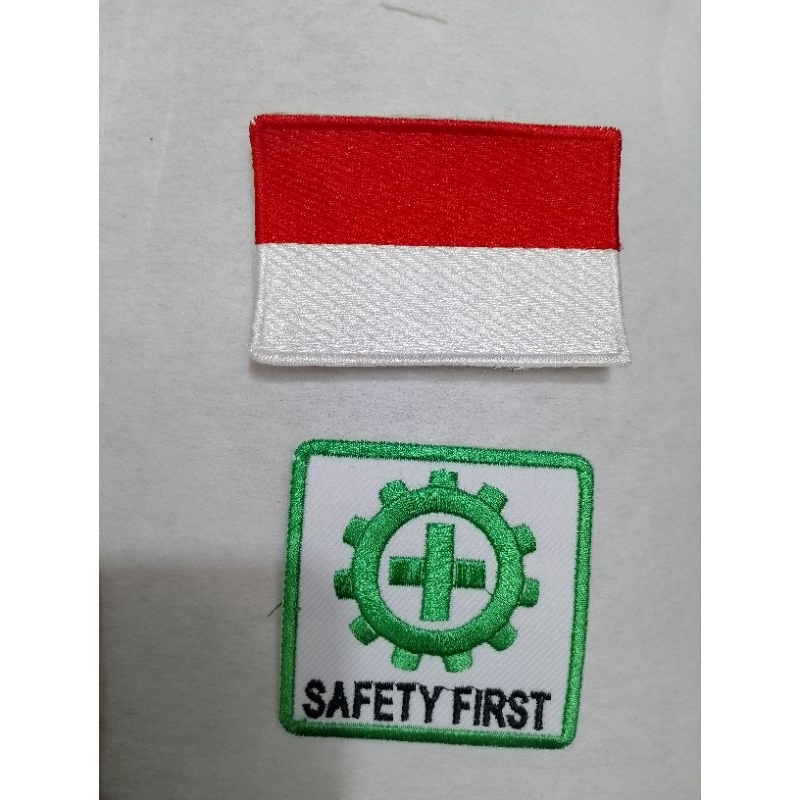 Jual Logo Safety First Bendera Merah putih Bordir | Shopee Indonesia