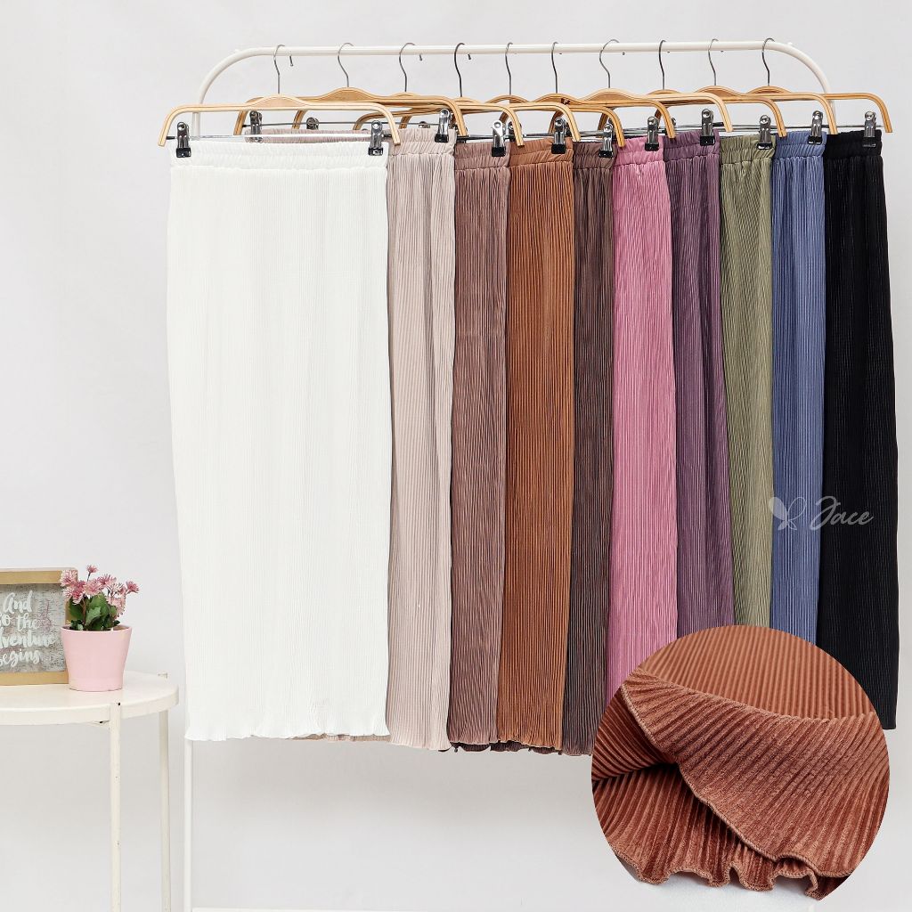 Jual 𝐉𝐀𝐂𝐄 – ROK SPAN LIDI Wavy Pleats Pleated Skirt Plisket Premium Panjang | Shopee Indonesia