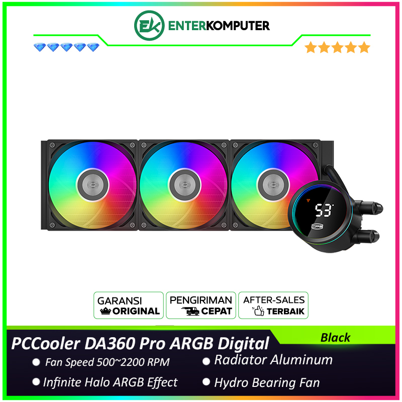 Jual PCCooler DA360 Pro ARGB Digital Black Liquid Cooler with Digital Monitor | Shopee Indonesia