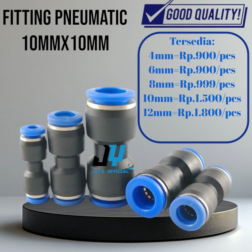 Jual FITTING PNEUMATIC PU LURURS SAMBUNGAN SELANG UKURAN 10MMX10MM ...