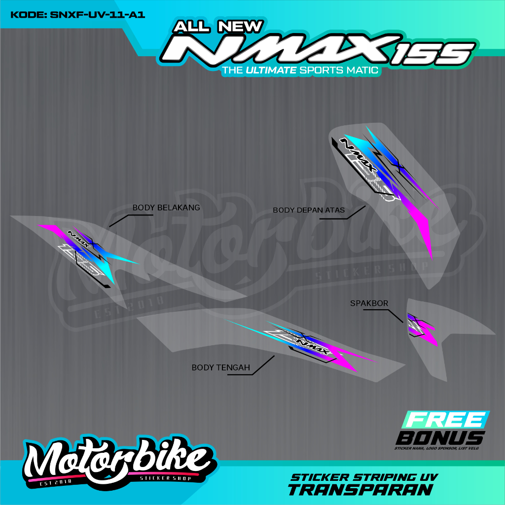 Jual Sticker Striping Transparan UV NMAX 155 New VVA Simple List NMAX ...