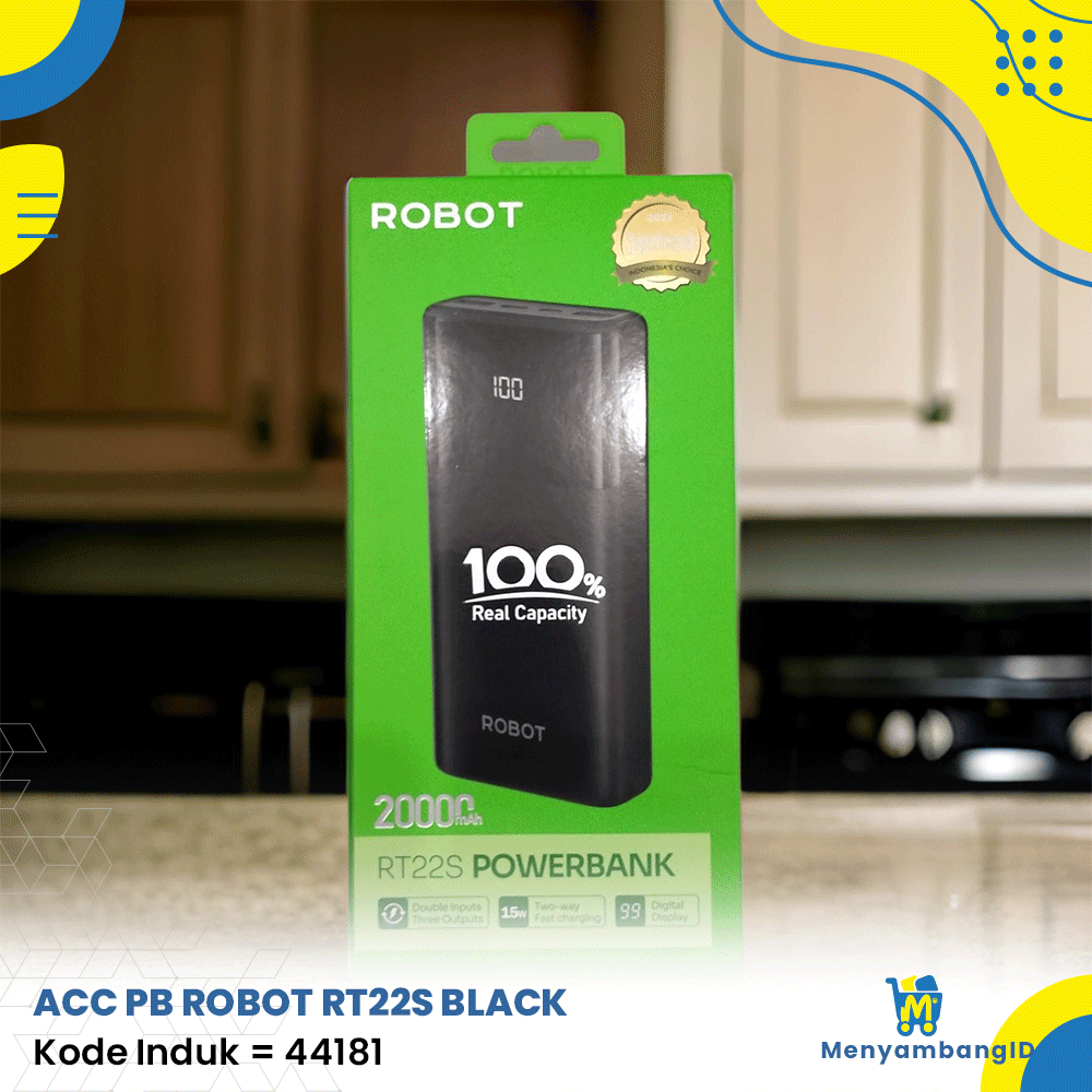Jual 44181 | POWERBANK ROBOT RT22S BLACK | Shopee Indonesia