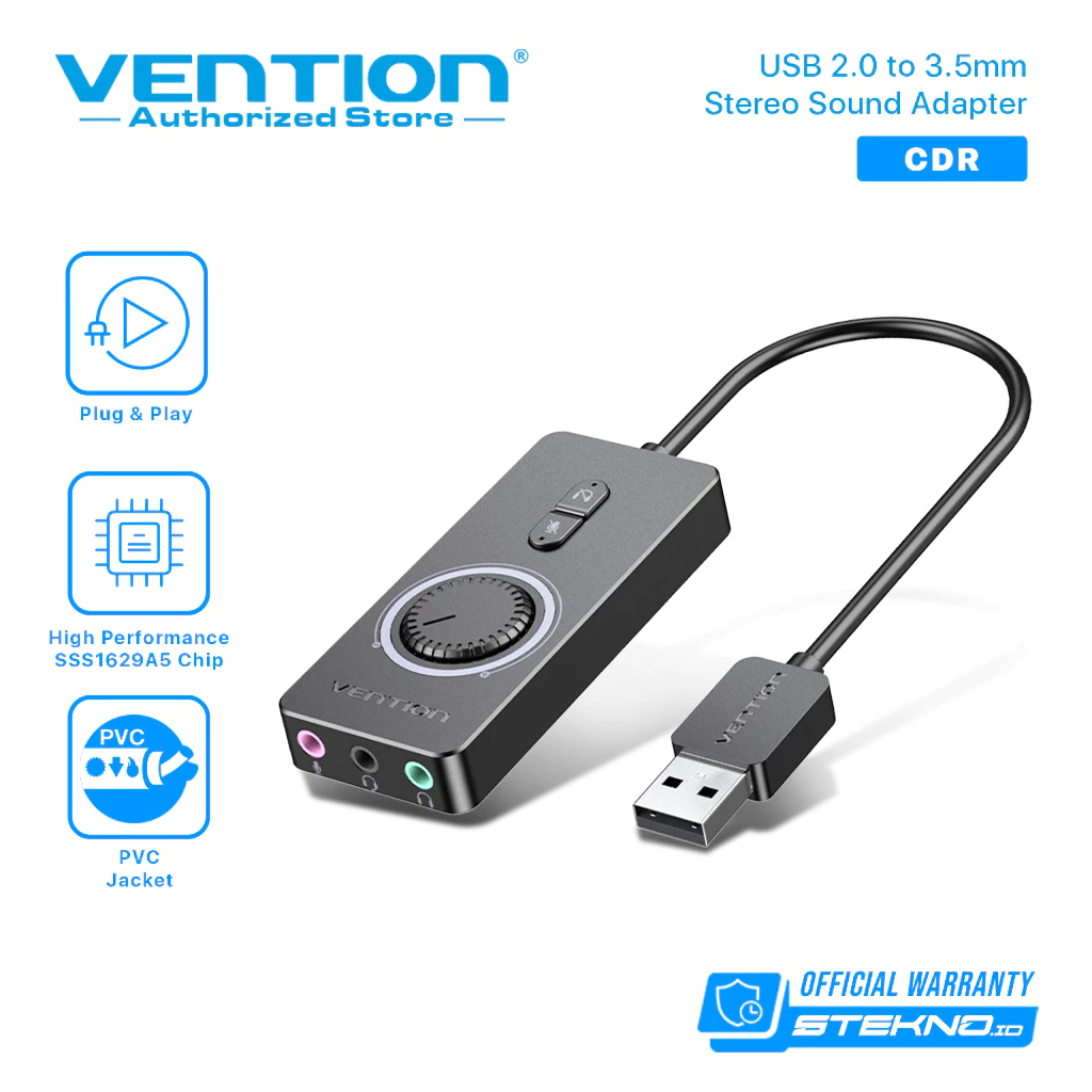 Jual Vention USB Sound Card External Stereo Adaptor Volume Control ORI CDR | Shopee Indonesia