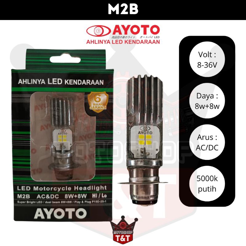 Jual Lampu LED AYOTO M2A M2B Motor H6 AC DC | Lebih Terang Fokus 8W+8W | Cocok Bebek Matic 100% ...