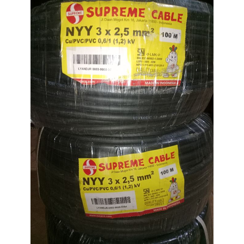 Jual KABEL NYY 3x2,5mm MERK SUPREME 1roll 100M TEMBAGA MURNI | Shopee Indonesia