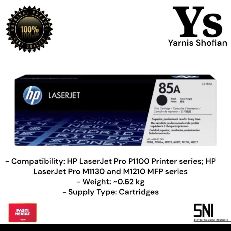 Jual TONER HP LASERJET 85A (CE285A) ORIGINAL Pro M1130 and M1210 MFP ...