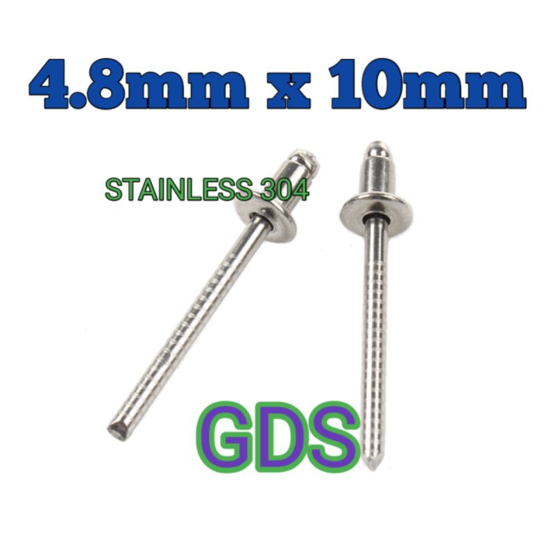 Jual Paku Rivet 4.8 mm x 10mm Stainless 304 / Blind Rivet Stainless 304 ...