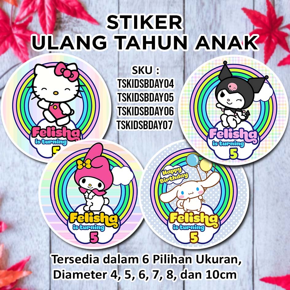 Jual STIKER ULANG TAHUN ANAK HELLO KITTY KUROMI MYMELODY POMPOMPURIN ...