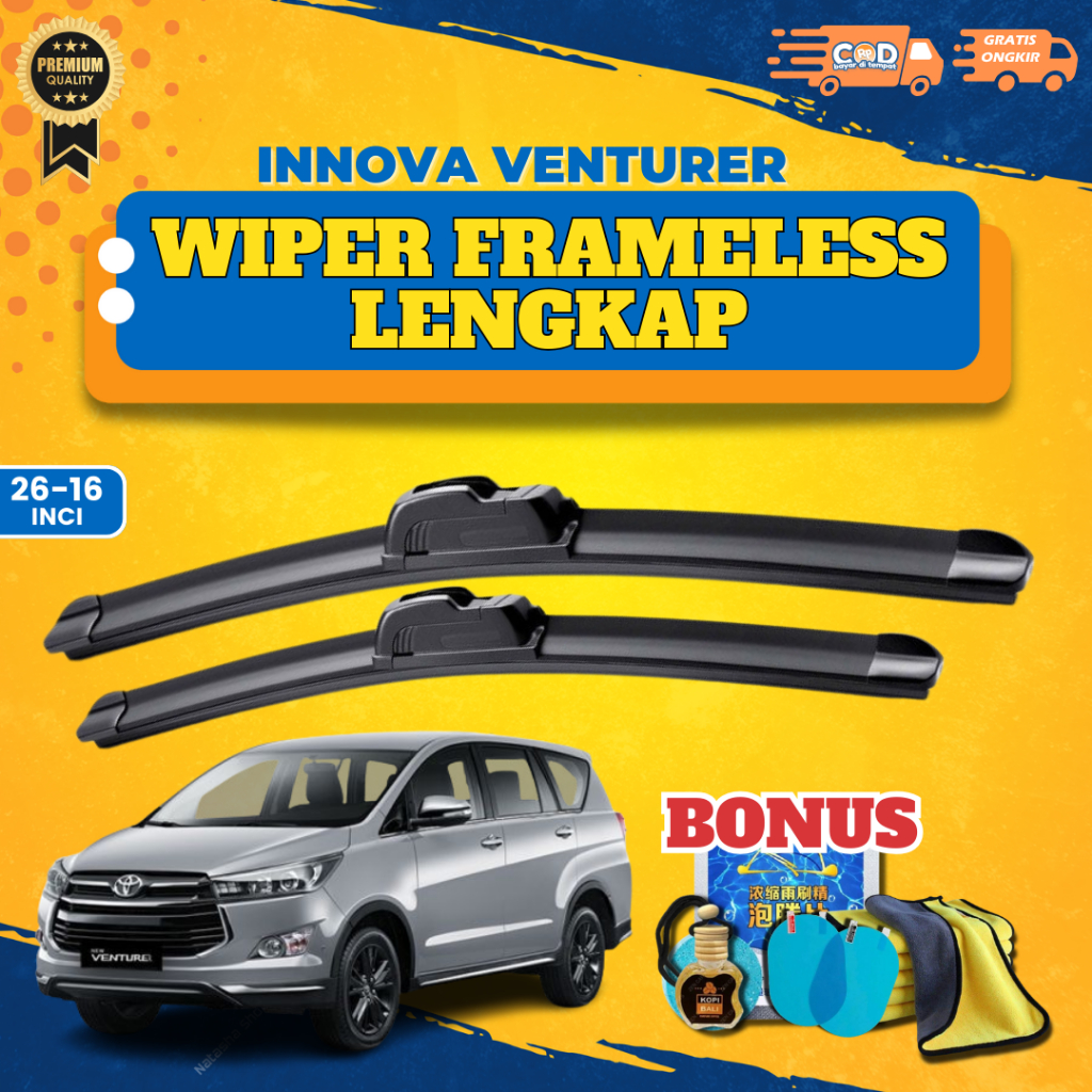 Jual Paket Wiper Frameless Single Karet INNOVA VENTURER (ukuran 26-16 ...