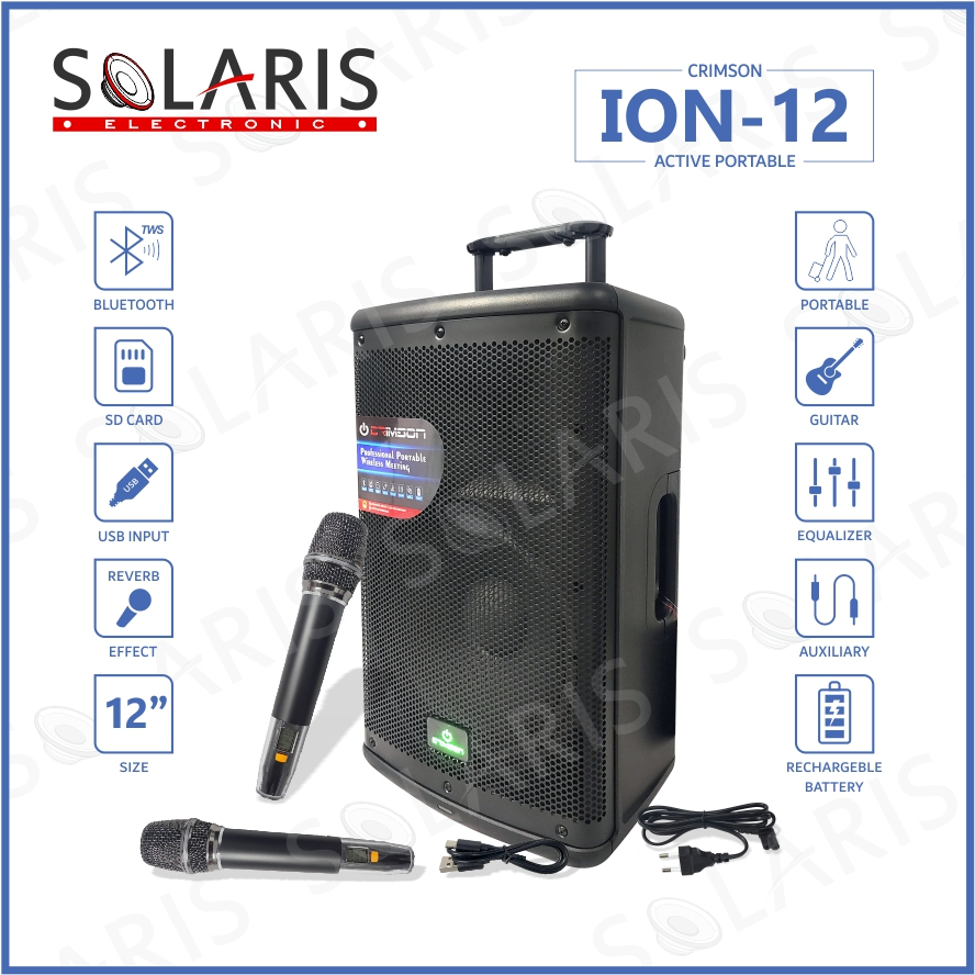 Jual Speaker Aktif Portable 12 inch 500W TWS Bluetooth Mic Wireless CRIMSON ION-12 | Shopee ...