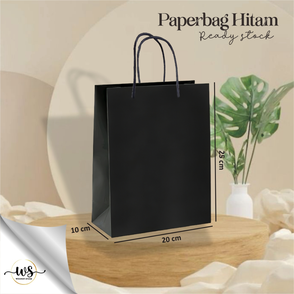 Jual PAPER BAG HITAM POLOS READY STOCK SATUAN - TAS SOUVENIR PERNIKAHAN / ULANG TAHUN - PAPER ...