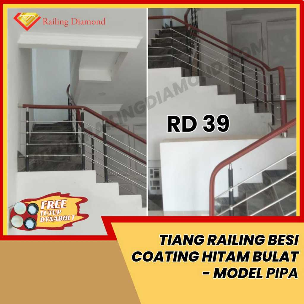 Jual Tiang Railing Tangga Stainless + Besi Coating RD 39 | Shopee Indonesia