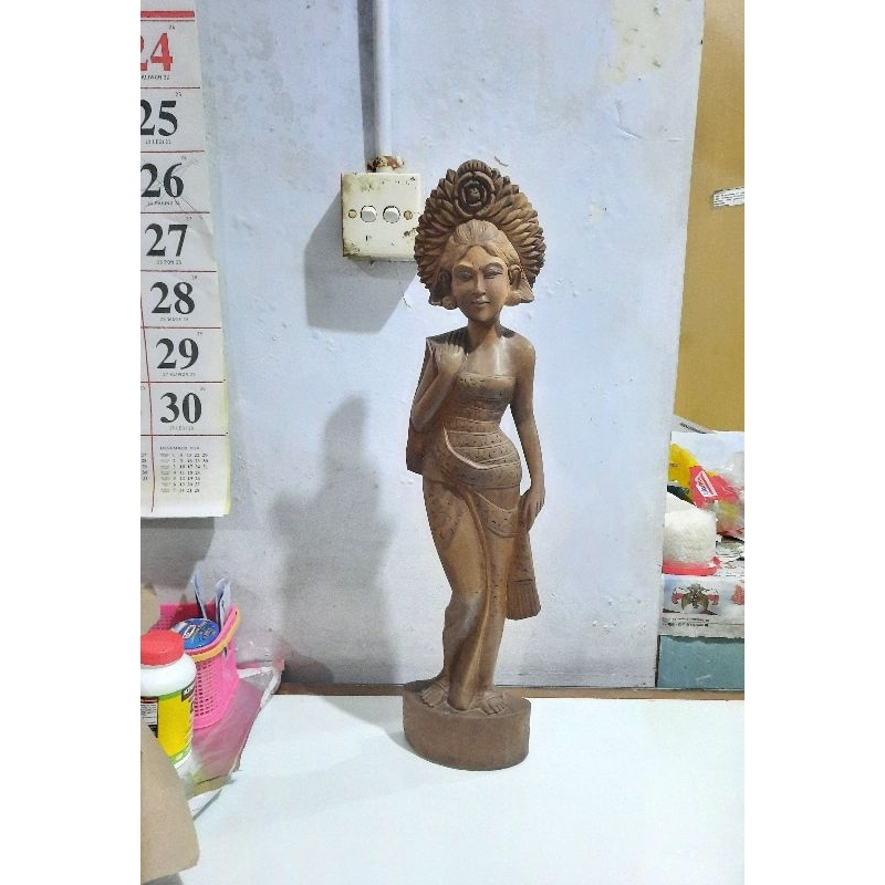 Jual Patung Wanita Bali besar pajangan kayu jati | Shopee Indonesia