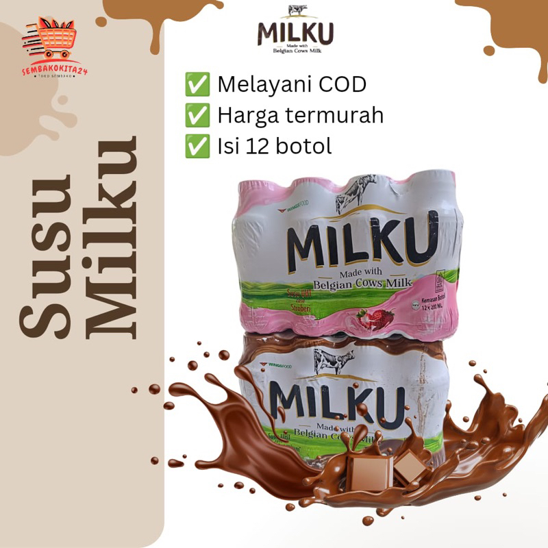 Jual Susu Milku UHT 200 Ml 1 pack isi 12 Botol | Shopee Indonesia