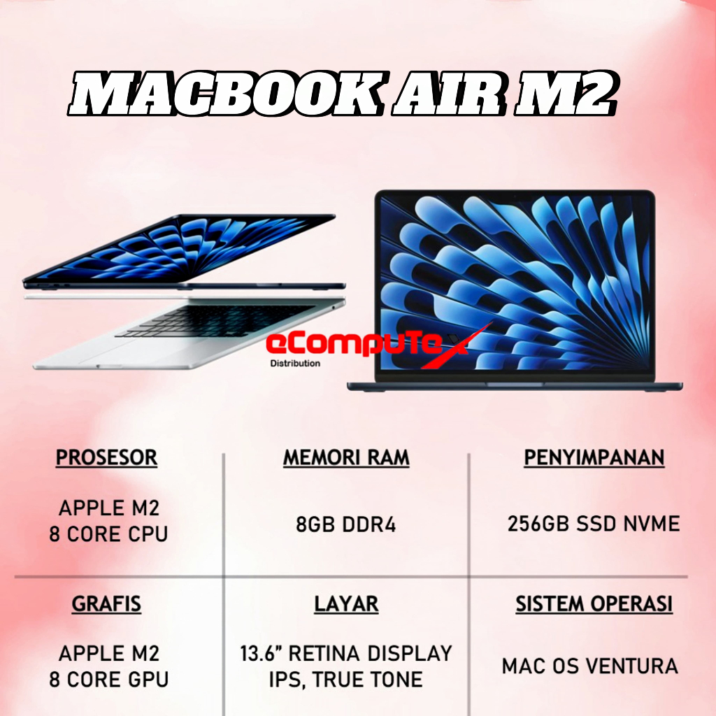Jual MACBOOK AIR M2 CHIP 13" INCH 256GB WITH 8 - CORE CPU AND 8- CORE ...
