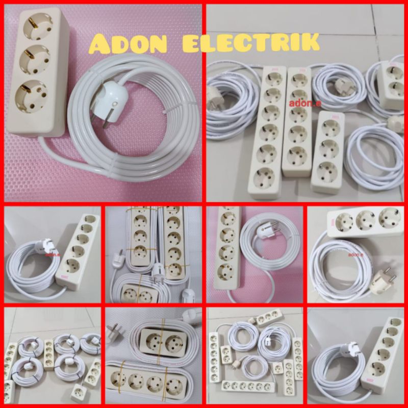 Jual Stop kontak uticon komplit siap pakai kabel putih/hitam tersedia 1,2,3,4,5,6,7,8,9,10meter ...