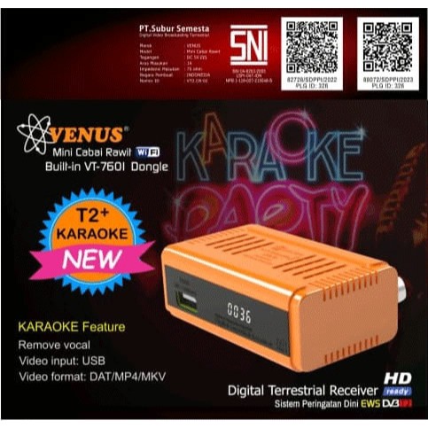 Jual Set Top Box TV Digital Venus Mini Cabai Rawit Wifi T2+ Orange With ...
