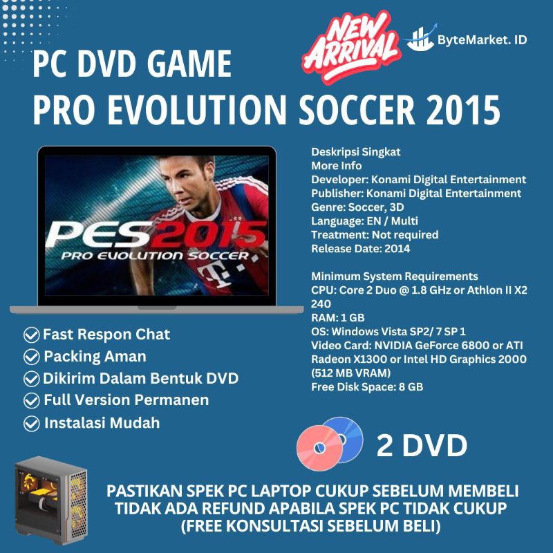 Jual PC DVD Game - Pro Evolution Soccer 2015 (2 DVD) | Shopee Indonesia