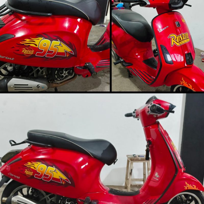 Jual STRIPING TRANSPARAN VESPA MATIC VESMET CUSTOM LIGHTNING MCQUEEN ...