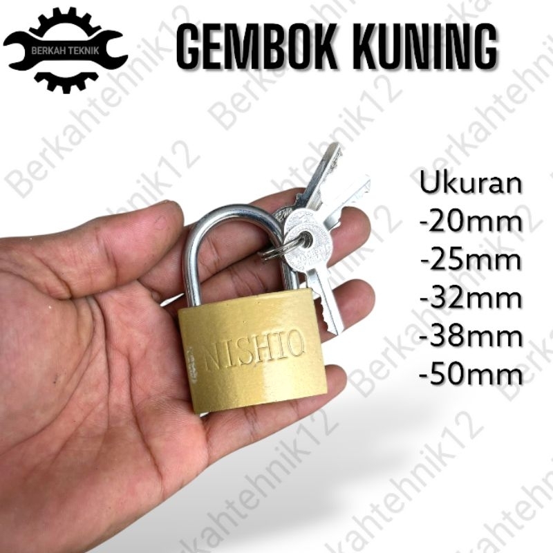 Jual Gembok Kuning ukuran 30mm 40mm 50mm gembok serbaguna | Shopee ...