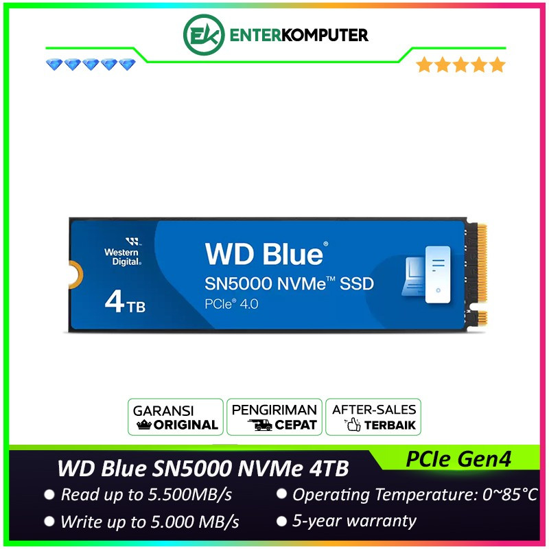 Jual WD Blue SN5000 NVMe SSD 4TB M.2 PCIe Gen4 x4 / SSD 4TB | Shopee ...
