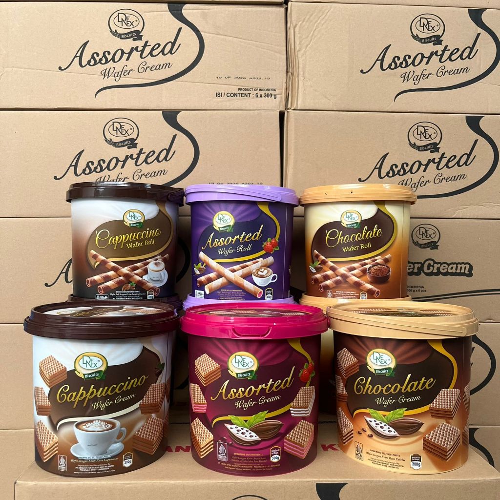 Jual denex timba wafer cream dan wafer roll 300 gram 1 dus isi 6 jar ...