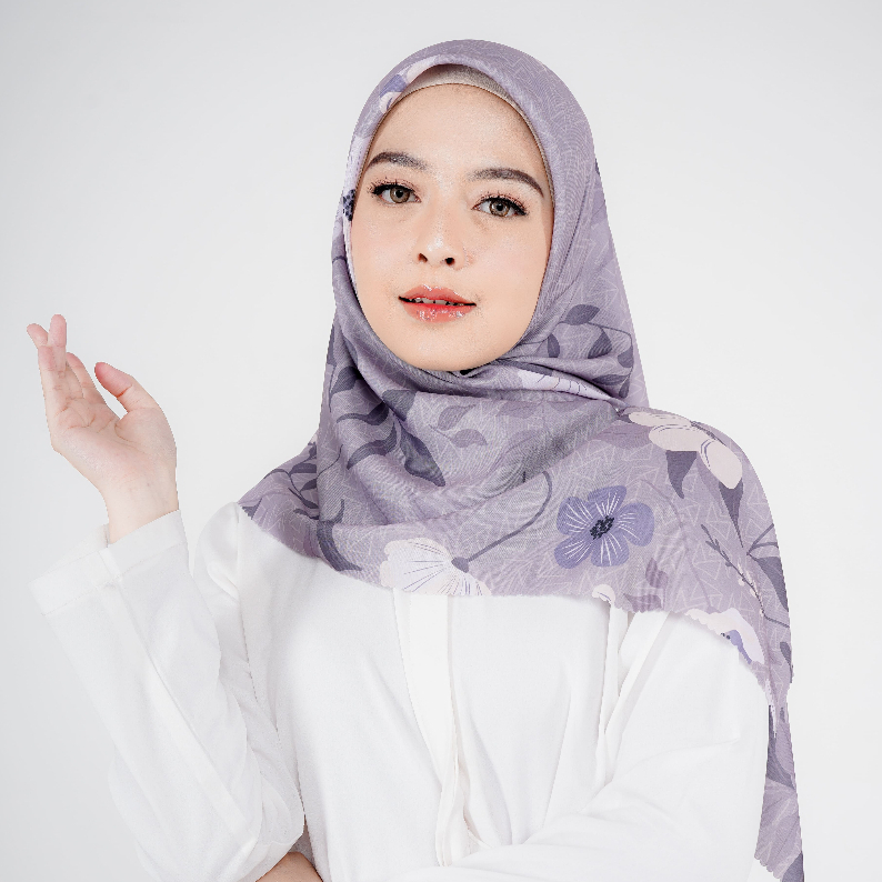 Jual KAMA Laser Cut Hijab Segi Empat Print Motif Alika Warna Stone ...