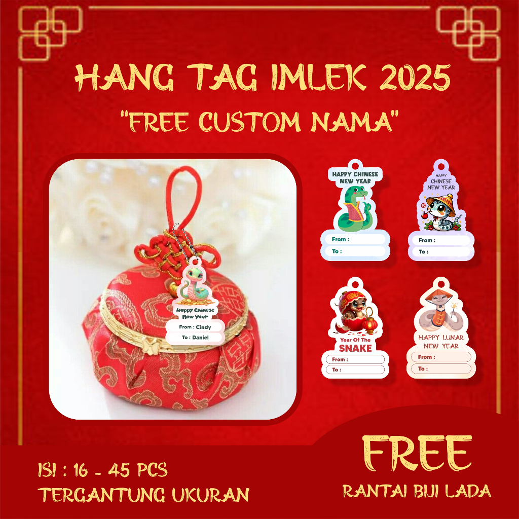 Jual Hang Tag Imlek 2025 Sincia The Year of The Snake Full Color FREE ...