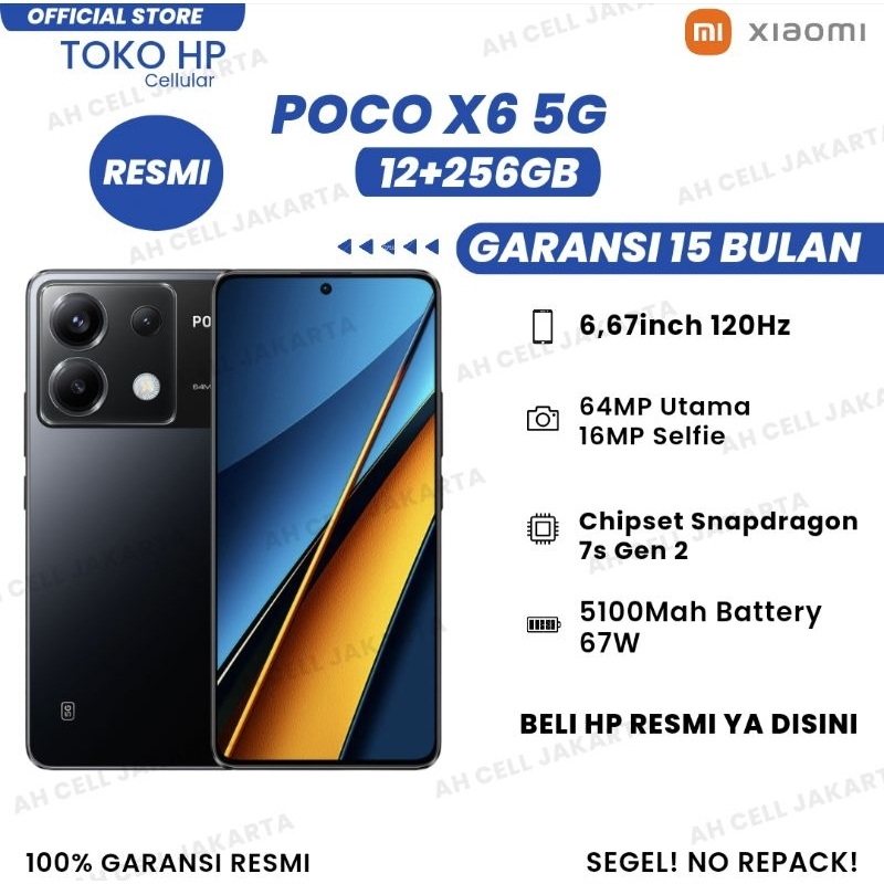 Jual AH CELL JAKARTA - POCO X6 5G 12/256GB - Snapdragon 7 Gen 2 - 5100mAh - 67Watt - Garansi ...