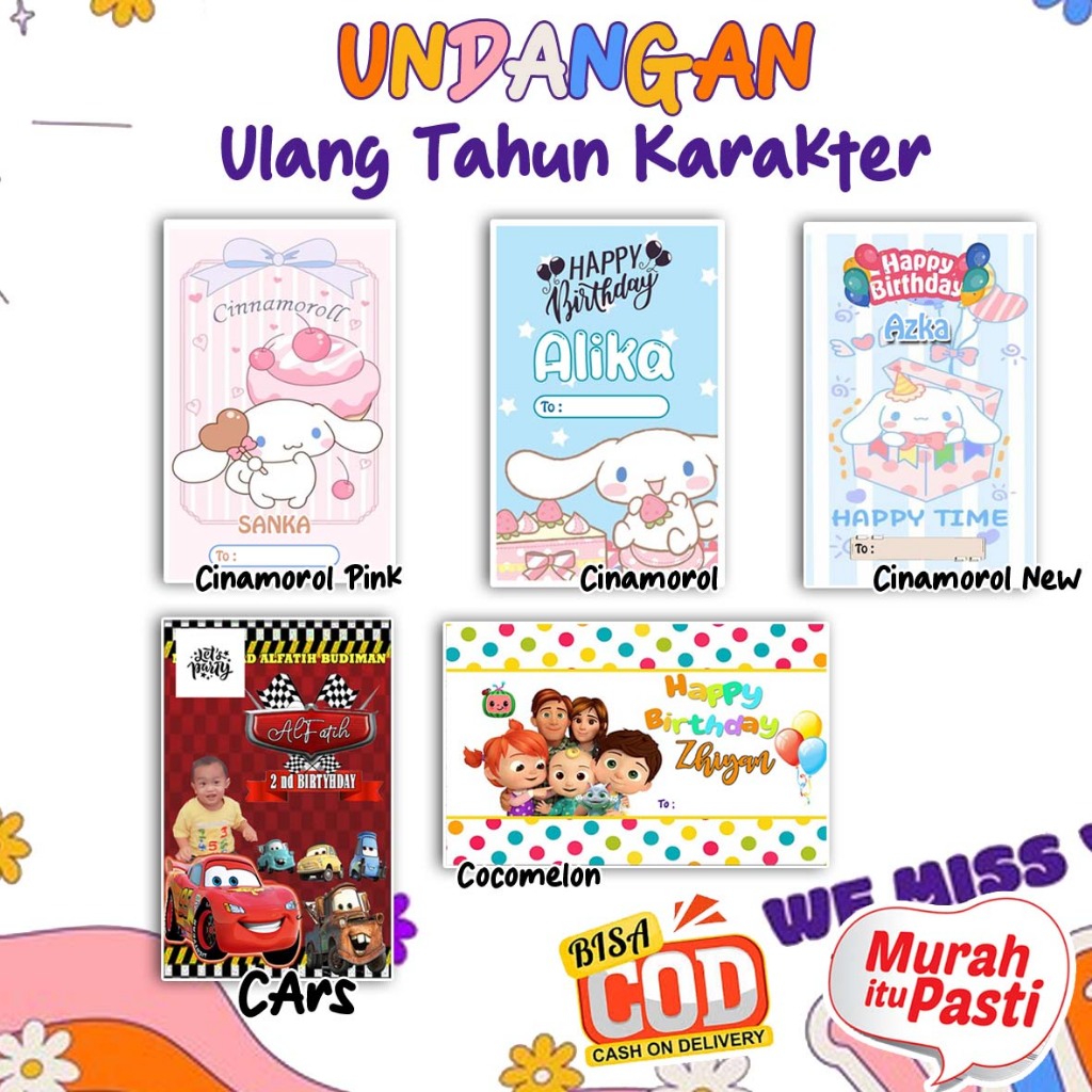 Jual Undangan Ulang Tahun - Ultah Tema Karakter Anak Anak Undangan ...
