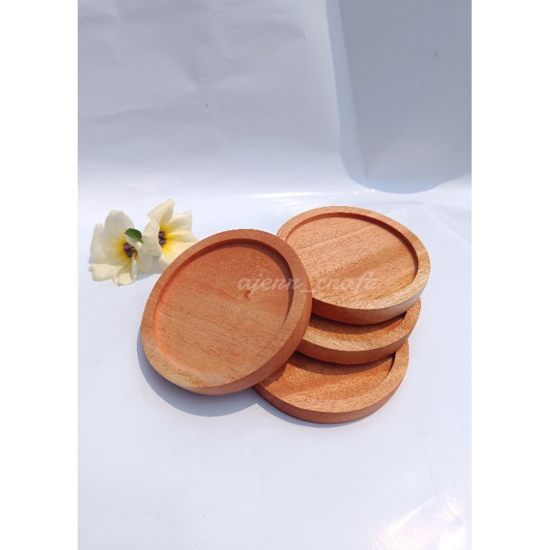 Jual tatakan gelas,alas gelas kayu mahoni, Coaster kayu mahoni, ukuran ...