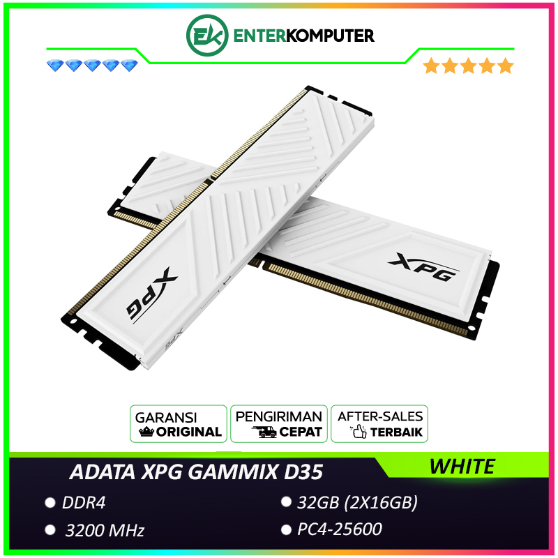 Jual ADATA DDR4 XPG GAMMIX D35 WHITE VERSION PC25600 3200MHz 32GB (2X16GB) / RAM 32GB | Shopee ...