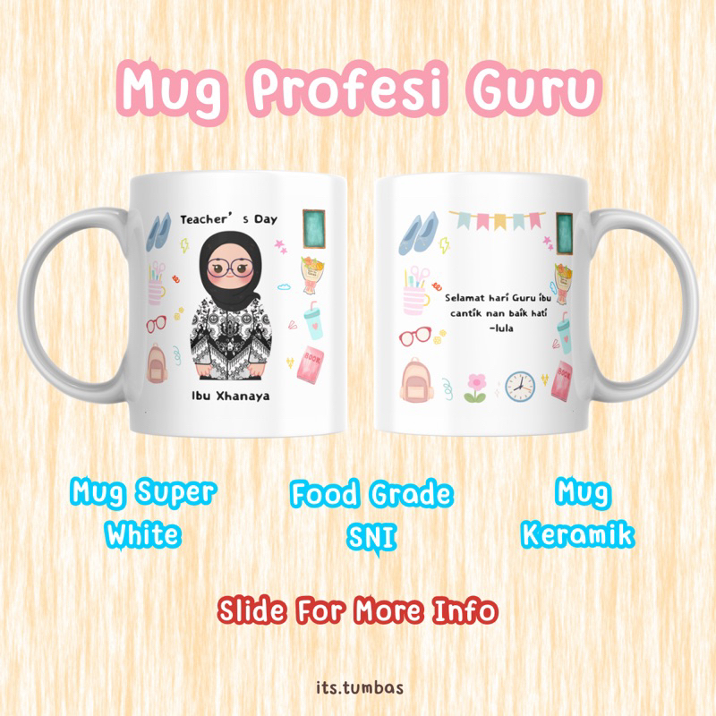 Jual MUG GELAS CUSTOM / MUG PROFESI GURU / HADIAH HARI GURU / SOUVENIR HARI GURU | Shopee Indonesia