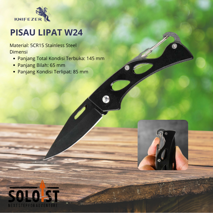 Jual KNIFEZER Pisau Lipat Outdoor Pocket Knife Survival Tool - W24 - Black | Shopee Indonesia