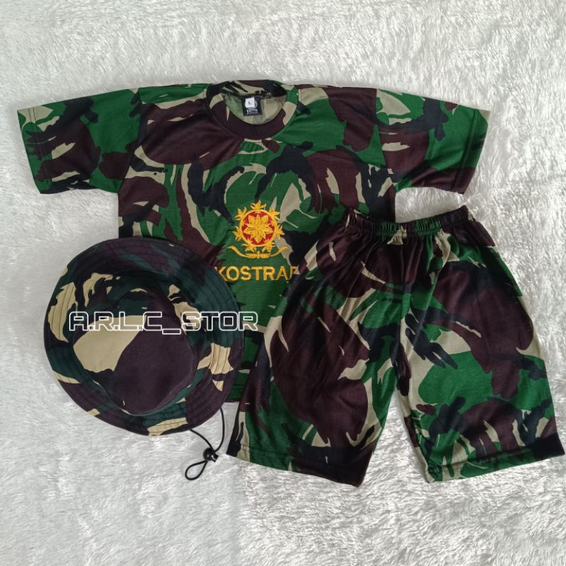 Jual setelan kaos anak loreng malpinas tangan pendek plus topi rimba bordir logo kostrad baju ...