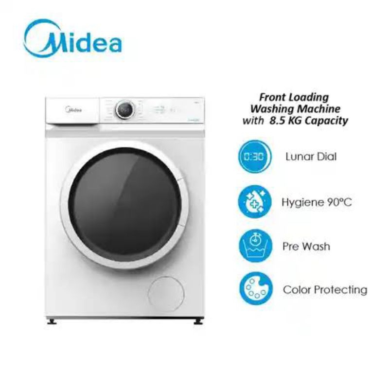 Jual mesin cuci front loading Midea 8,5kg MF100W85B inverter | Shopee ...