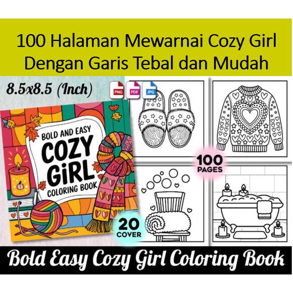 Jual 100 Halaman Mewarnai Cozy Girl Dengan Garis Tebal dan Mudah ...