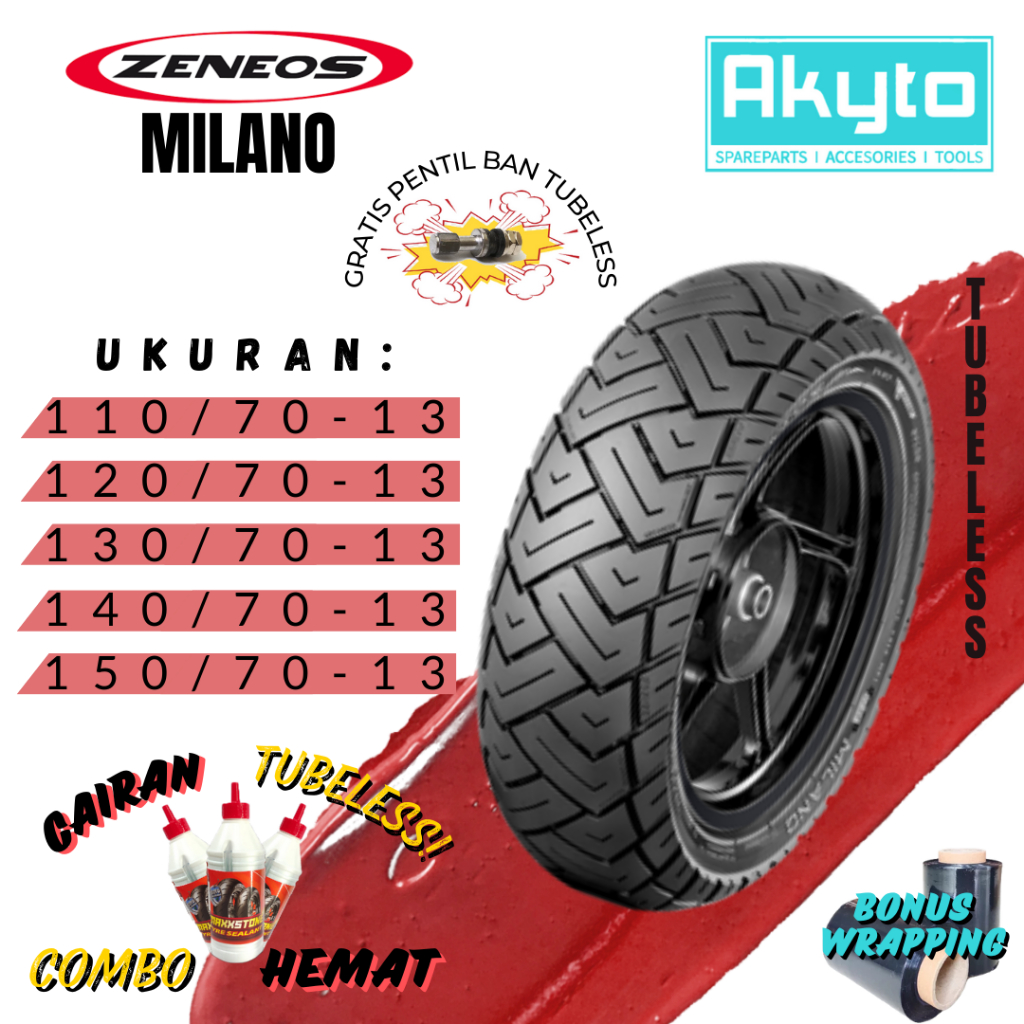 Jual BAN ZENEOS MILANO RING 13 / BAN TUBELESS R13 FREE PENTIL ...