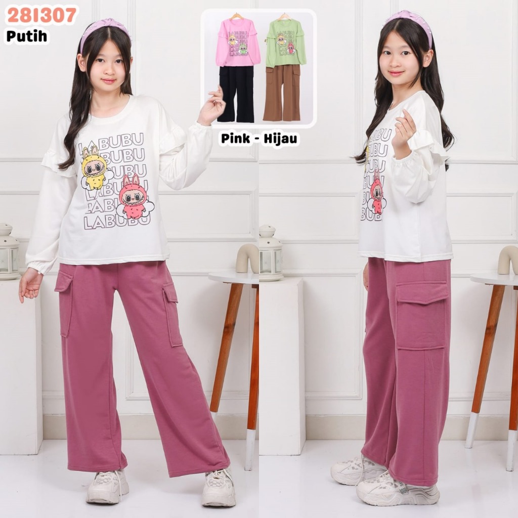 Jual 4-15 Tahun Baju Anak Perempuan One Set Panjang Labubu Kids Set ...