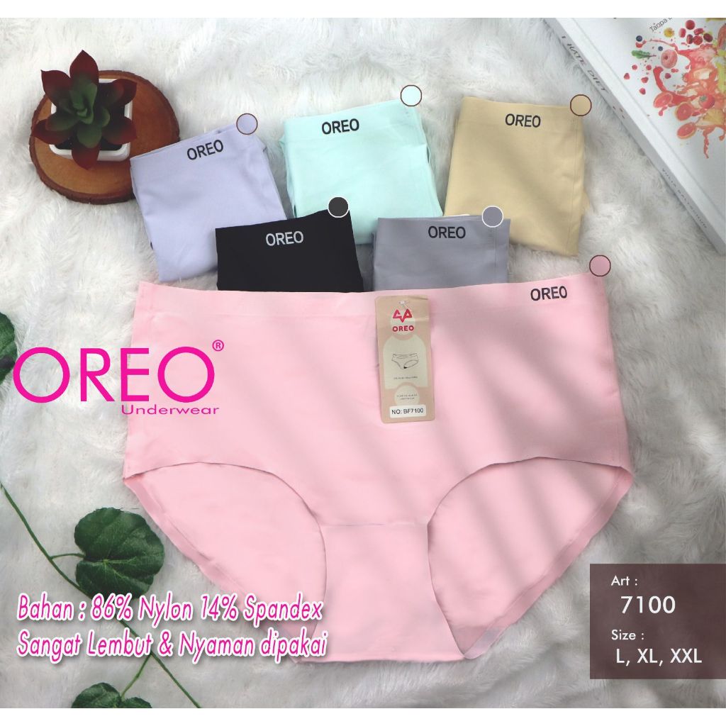 Jual OREO [3Pcs] BF-7100 CELANA DALAM WANITA SEAMLESS POLOS | Shopee ...