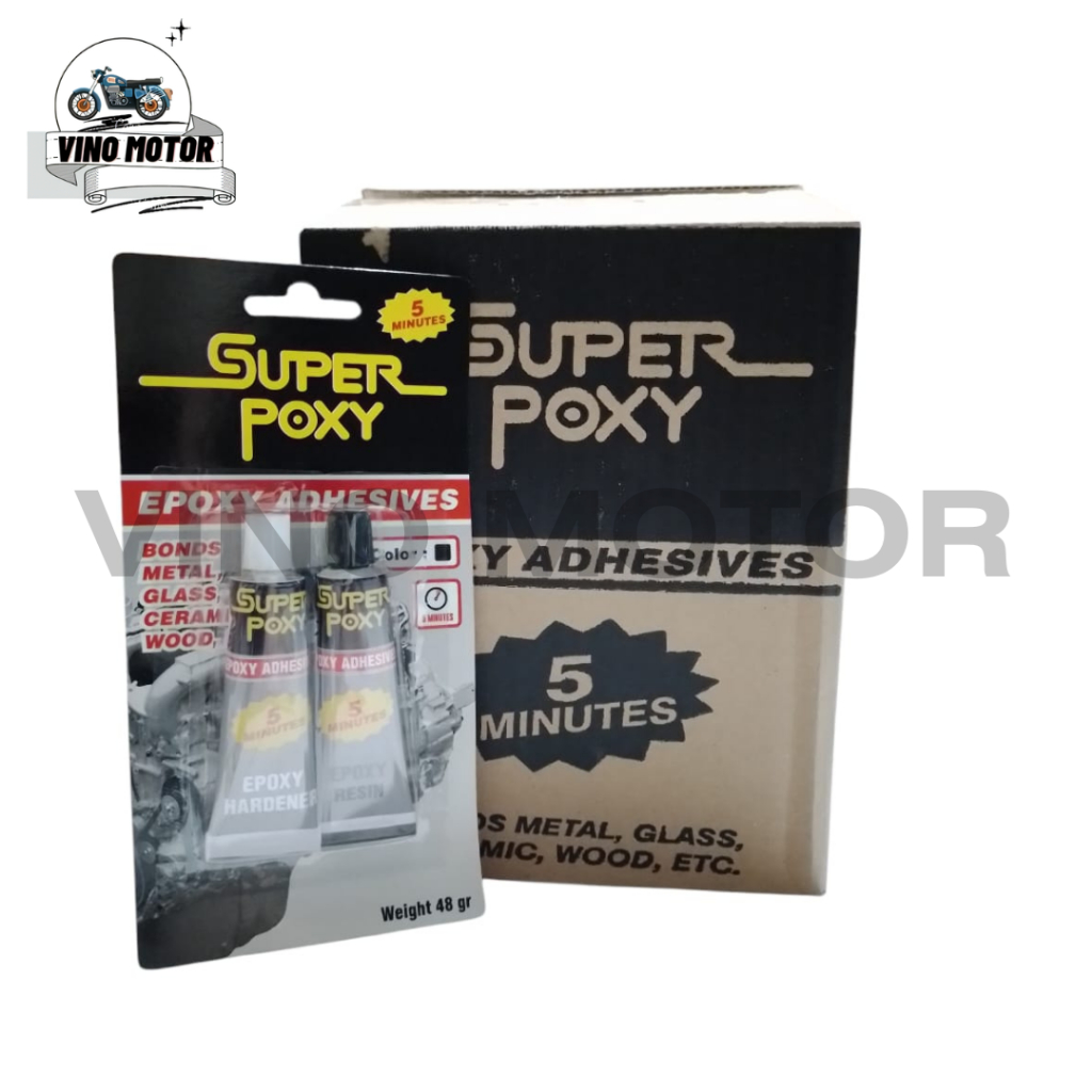 Jual LEM SUPER POXY 5 MENIT LEM EPOXY LEM BESI PLASTIK STEEL MERK SUPER ...