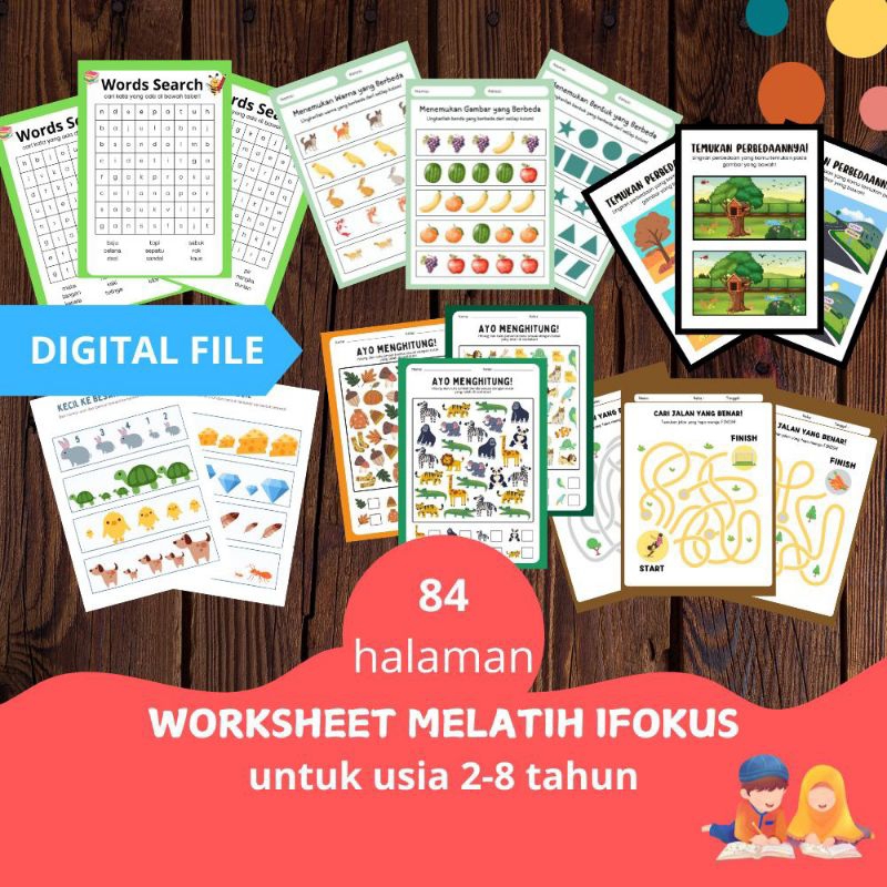 Jual LEMBAR KERJA MENINGKATKAN FOKUS WORKSHEET ANAK USIA 2-8 TAHUN ...